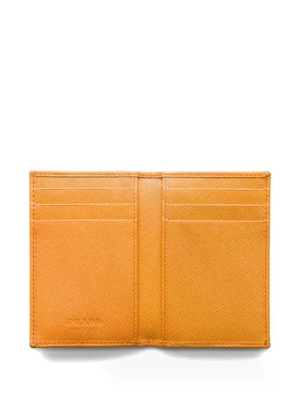 Prada Triangle-logo Leather Card Holder - Orange