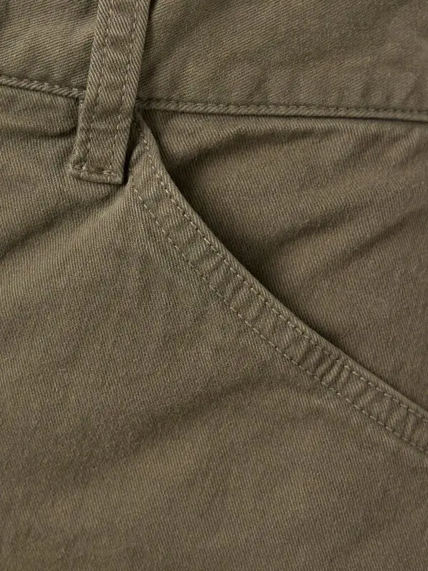 NILI LOTAN Tribeca Brushed Cotton-blend Twill Barrel-leg Pants - Green