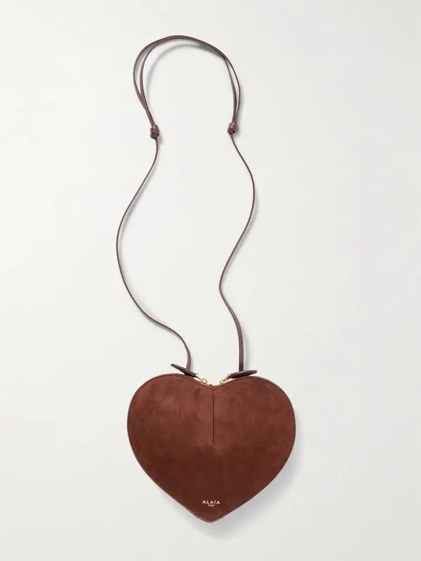 Alaïa Le Coeur Suede And Leather Shoulder Bag - Brown