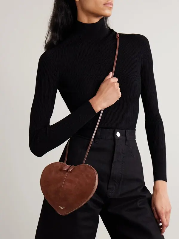 Alaïa Le Coeur Suede And Leather Shoulder Bag - Brown