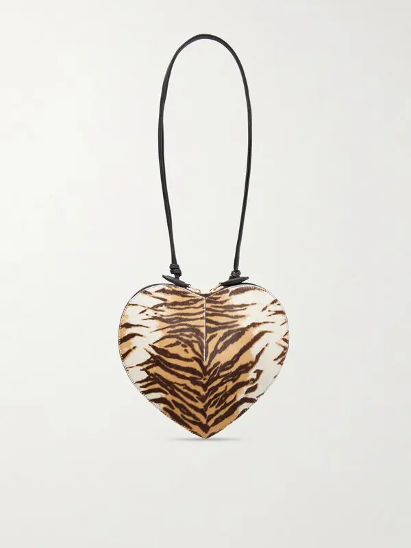 Alaïa Le Coeur Animal-print Leather-trimmed Calf Hair Shoulder Bag - Gray