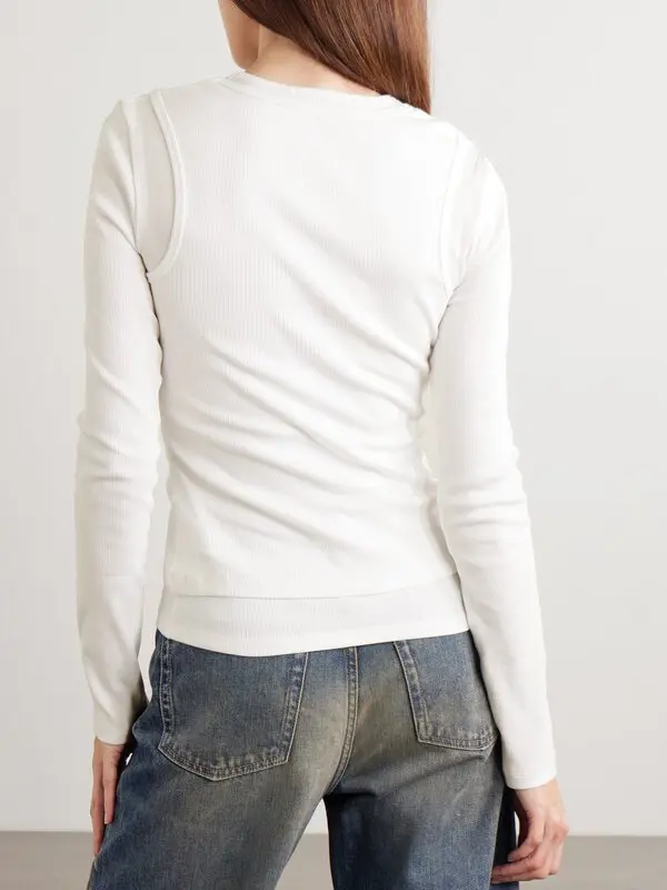 Acne Studios Tinsel-trimmed Layered Jersey T-shirt - Neutrals