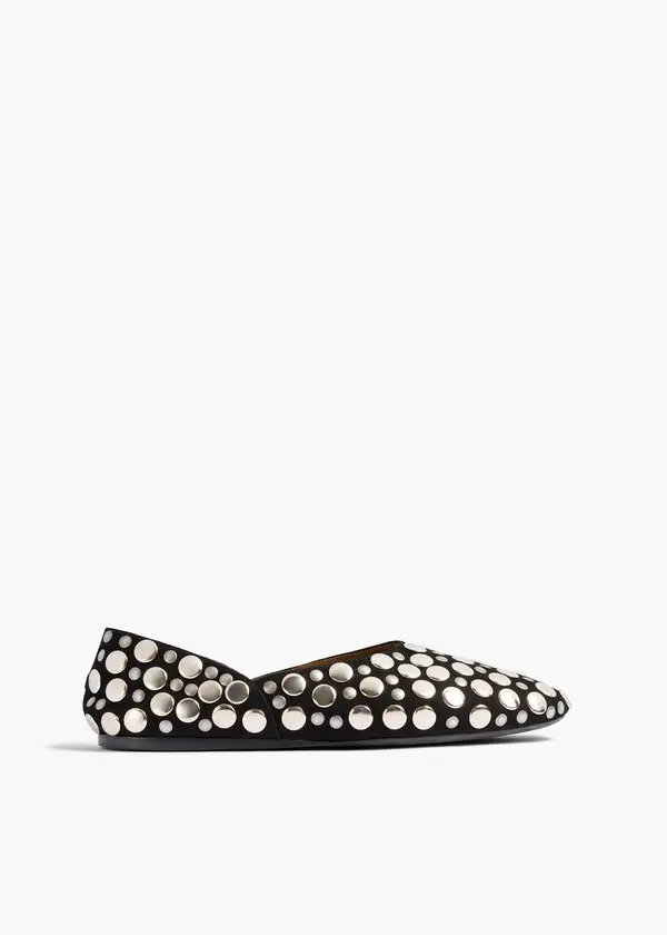 Khaite Jane Flat In Suede With Studs - Black