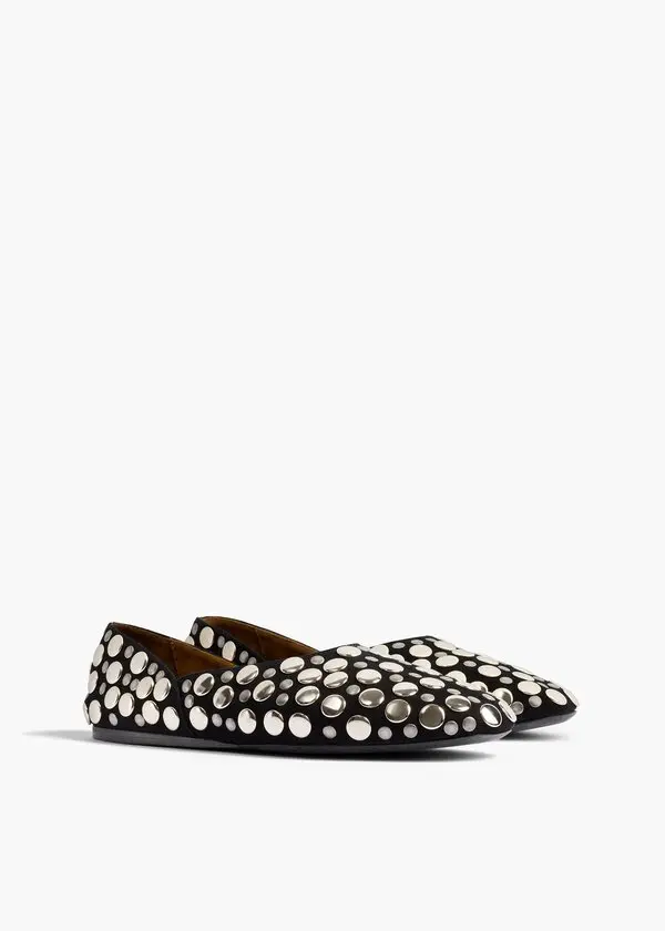Khaite Jane Flat In Suede With Studs - Black