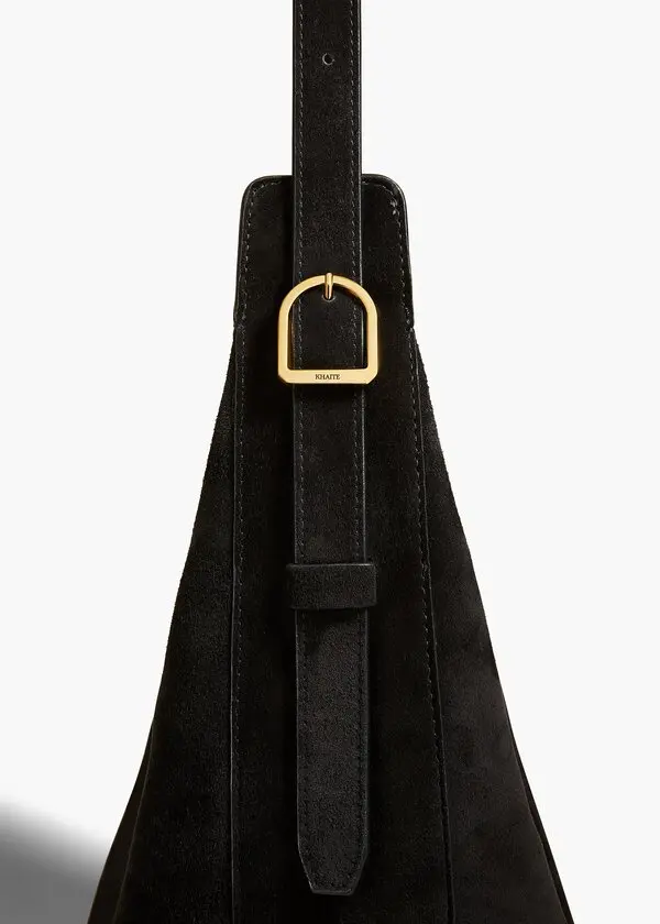 Khaite Augustina Hobo In Suede - Black