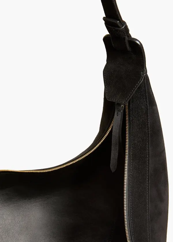 Khaite Augustina Hobo In Suede - Black