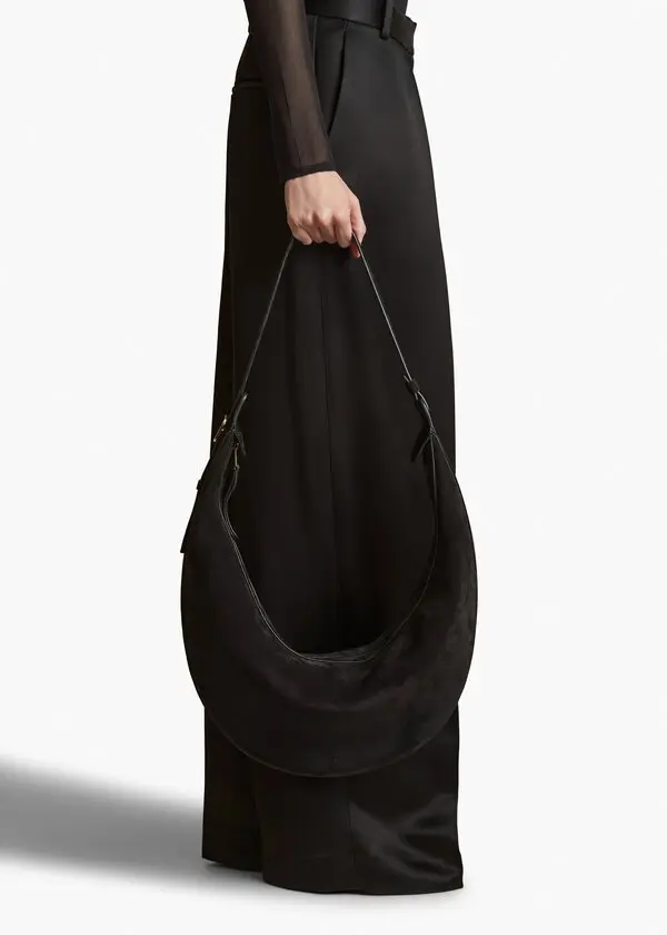 Khaite Augustina Hobo In Suede - Black