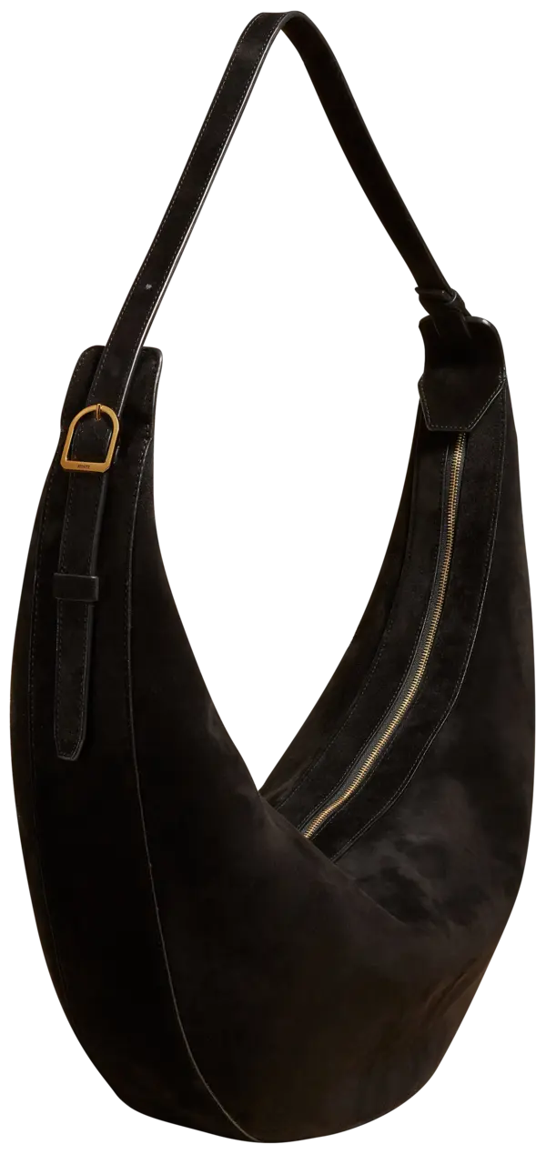 Khaite Augustina Hobo In Suede - Black