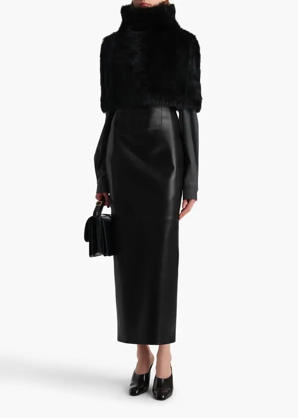 Khaite Loxley Leather Pencil Skirt - Black