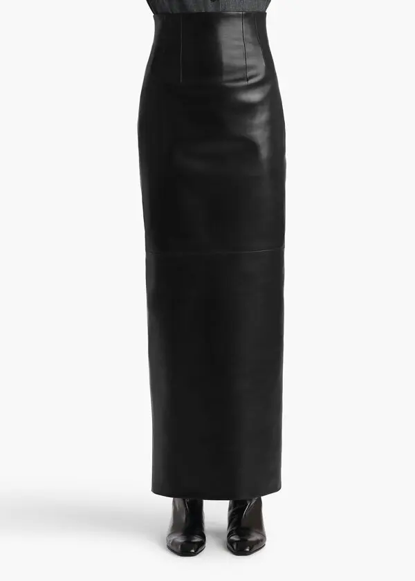 Khaite Loxley Leather Pencil Skirt - Black
