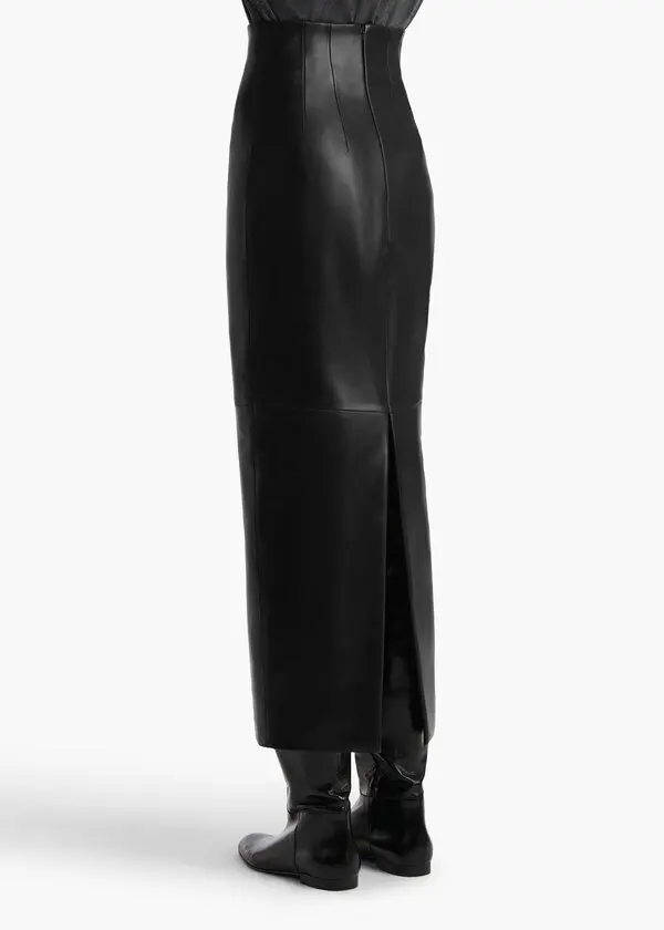 Khaite Loxley Leather Pencil Skirt - Black