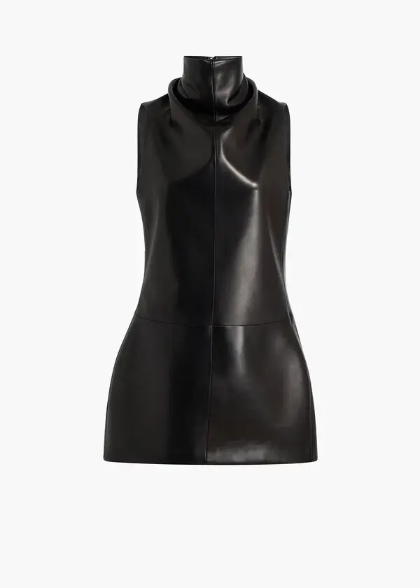 Khaite Daria Leather Mini Dress - Black