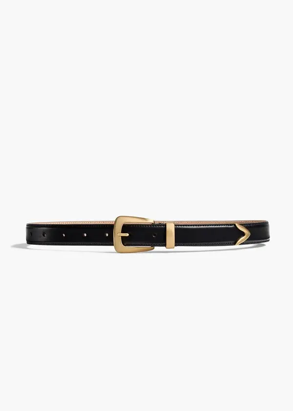 Khaite Benny Leather Belt With Gold Hardware - Black