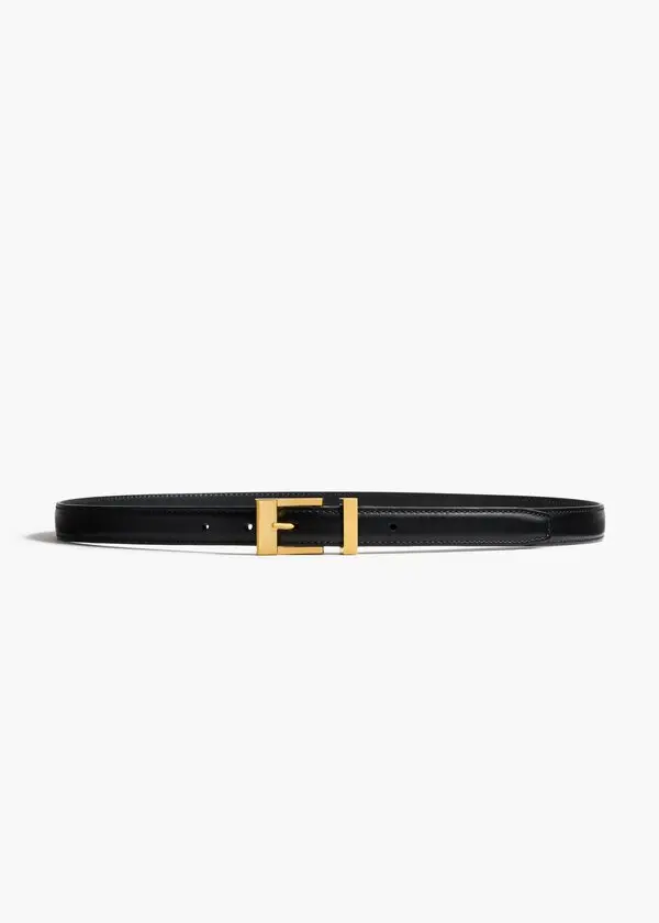 Khaite Manhattan Leather Belt With Gold Hardware - Black