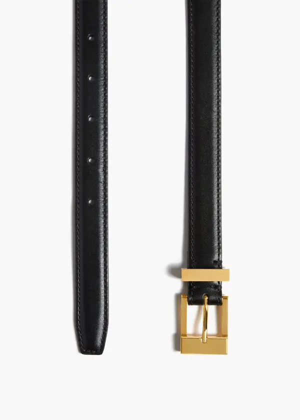 Khaite Manhattan Leather Belt With Gold Hardware - Black