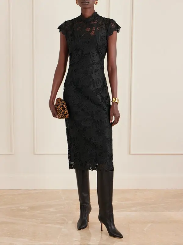 Staud Rosaline Guipure Lace Midi Dress