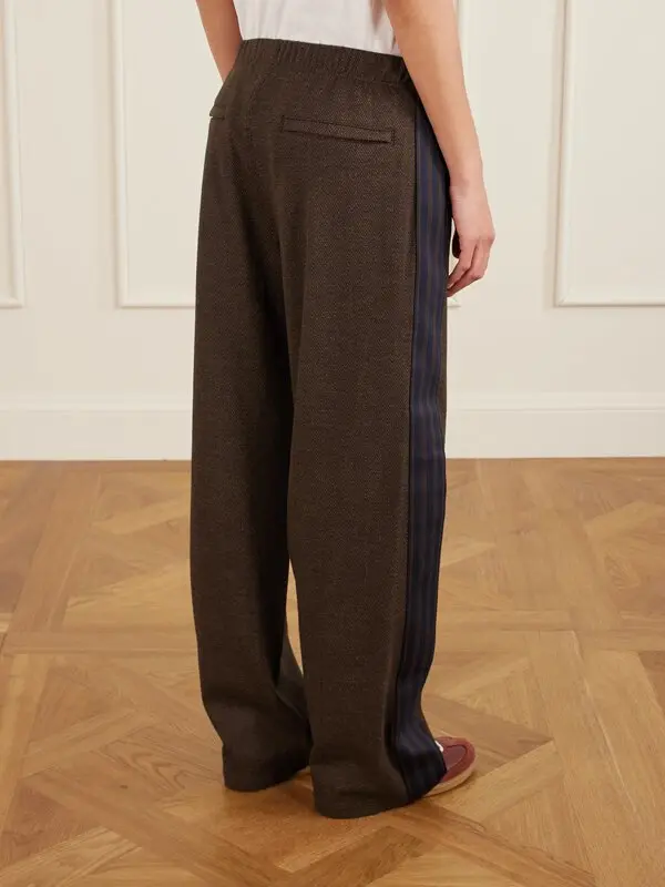 Aimé Leon Dore Striped Herringbone Wool And Cotton-blend Track Pants - Brown