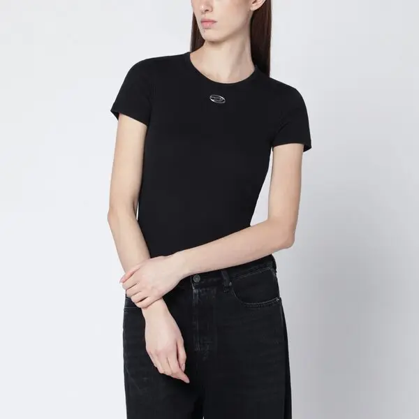 DIESEL® T-shirt With Metallic Oval D - Black