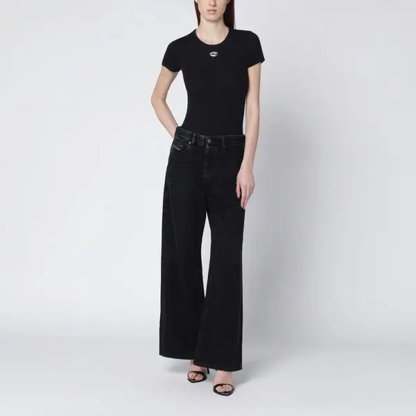 DIESEL® T-shirt With Metallic Oval D - Black