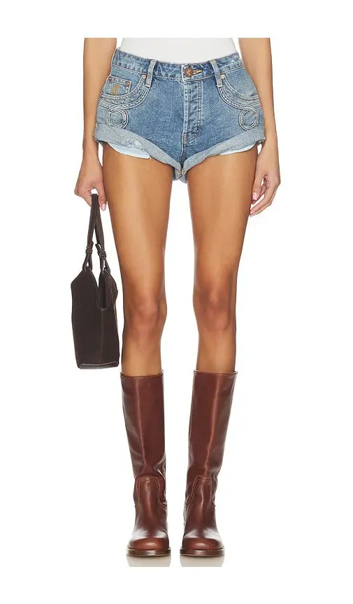 ONETEASPOON Bandits Low Waist Shorts In Light Wash Denim