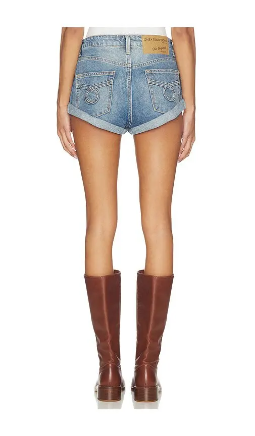 ONETEASPOON Bandits Low Waist Shorts In Light Wash Denim