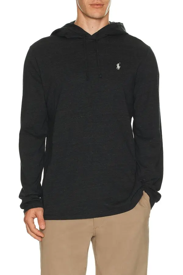 Polo Ralph Lauren Long Sleeve Hooded T-shirt - Black Marl Heather