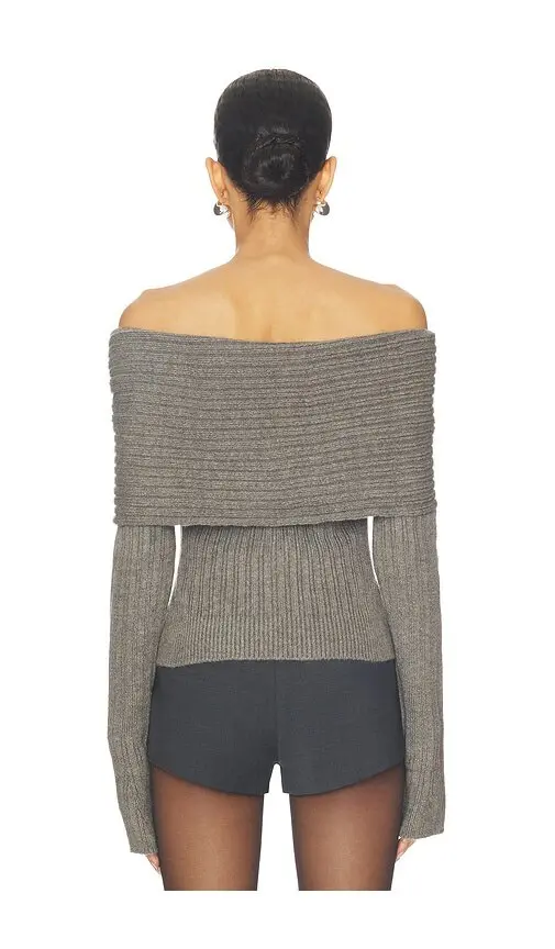 GUIZIO Wide Turtleneck Knit Top - Grey