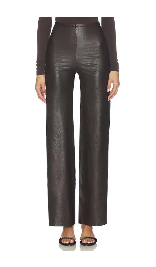Commando Faux Leather Wide-leg Pant - Brown