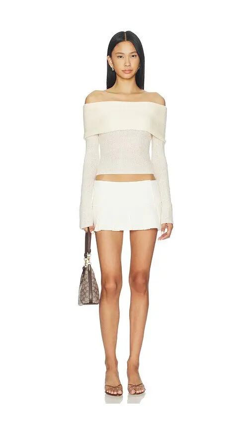 GUIZIO Off-shoulder Knit Top - Ivory