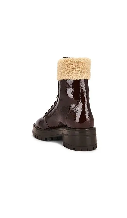 Paige Briar Patent Leather Lace-up Boots With Faux Fur Cuff