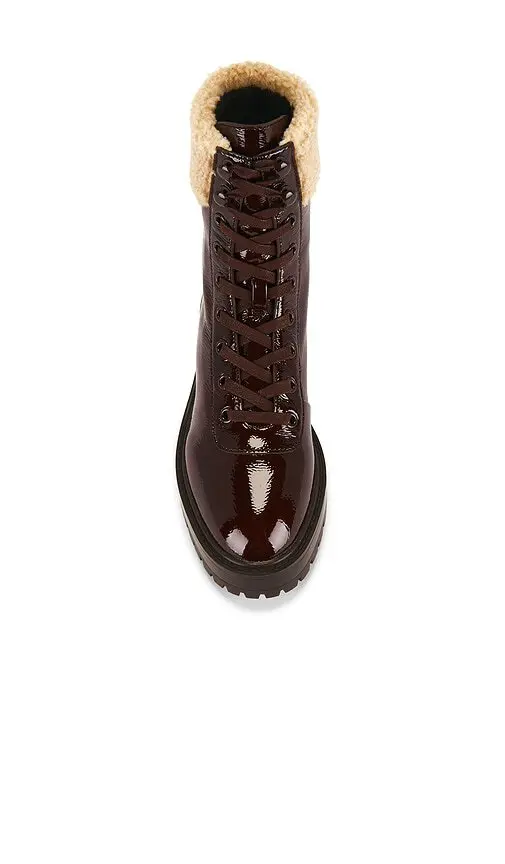 Paige Briar Patent Leather Lace-up Boots With Faux Fur Cuff