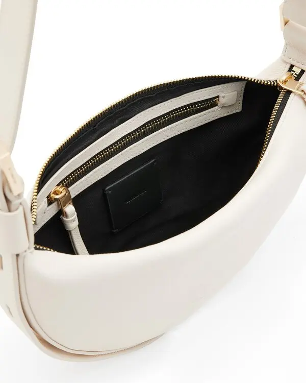 ALLSAINTS Half Moon Leather Crossbody - White