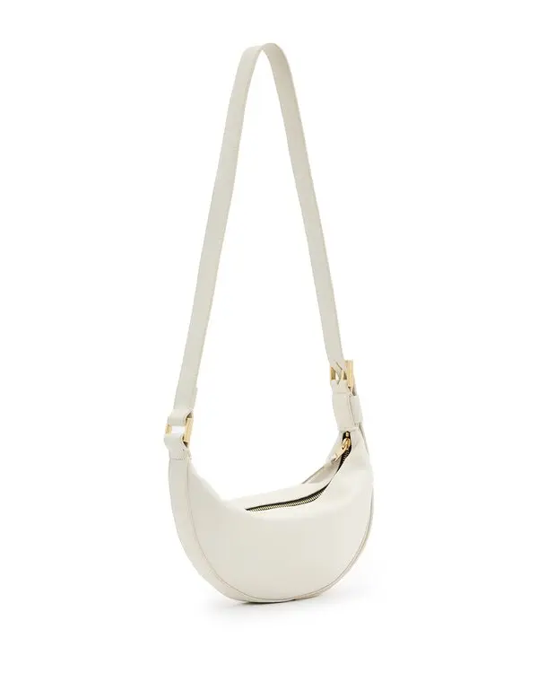 ALLSAINTS Half Moon Leather Crossbody - White