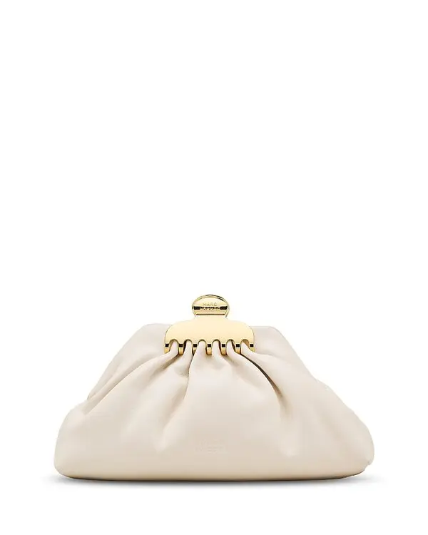 Marc Jacobs Glam Claw Clip Leather Clutch - Ivory