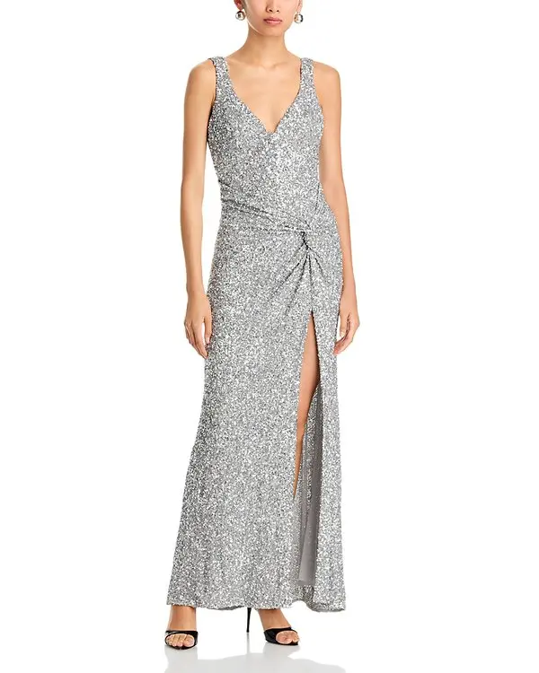 Bcbgmaxazria Sequin Gown - Silver
