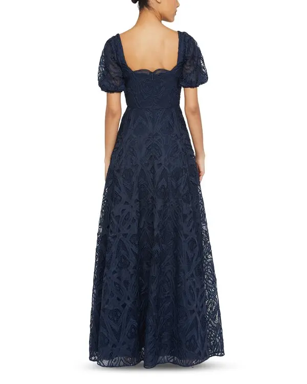 Theia Dominique Puff Sleeve Gown