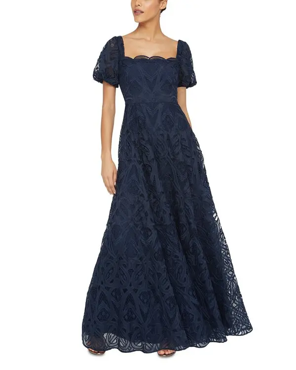 Theia Dominique Puff Sleeve Gown