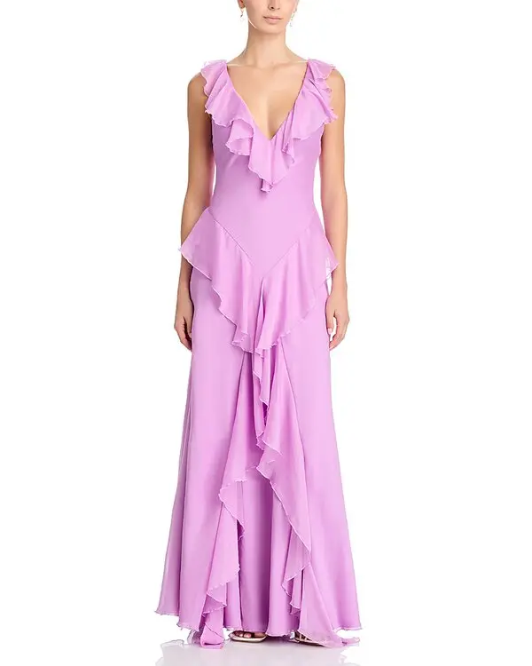 AMUR Estella Bias Ruffled Gown