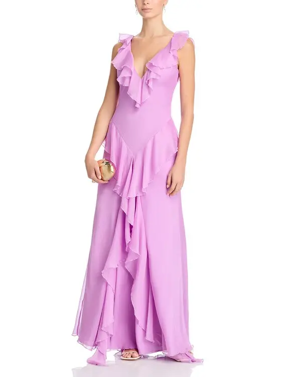 AMUR Estella Bias Ruffled Gown
