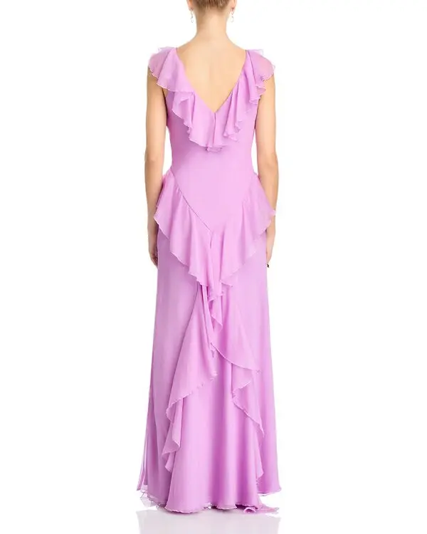 AMUR Estella Bias Ruffled Gown