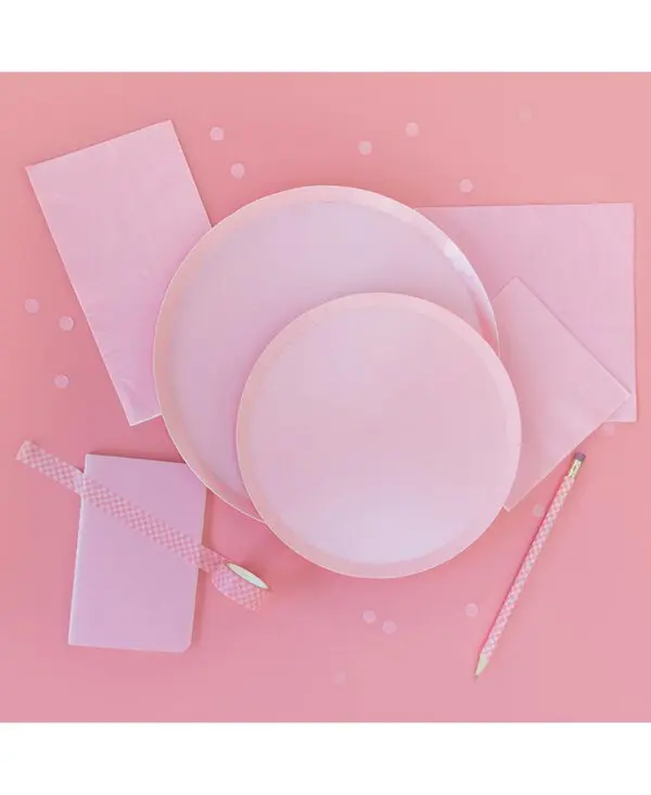 JOLLITY & CO Solid Shade Colors, Paper Party Dinner Plates, Set Of 8 - Amaranth