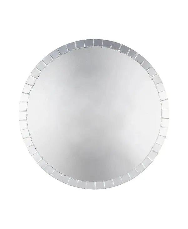 JOLLITY & CO Solid Shade Colors, Paper Party Dinner Plates, Set Of 8 - Silver