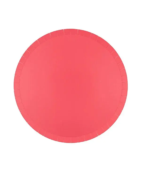 JOLLITY & CO Solid Shade Colors, Paper Party Dinner Plates, Set Of 8 - Watermelon