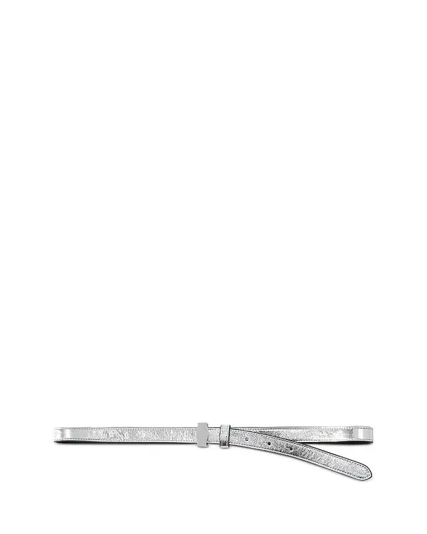 Veronica Beard Crinkle Leather Dash Belt - Silver