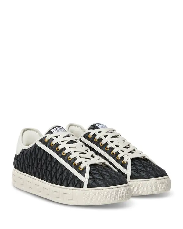 Versace Jacquard V Fabric Low Top Sneakers - Black+off