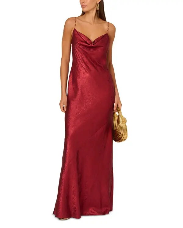 Adrianna Papell Foiled Chiffon Dress - Wine