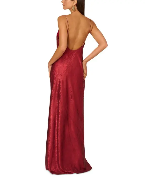 Adrianna Papell Foiled Chiffon Dress - Wine