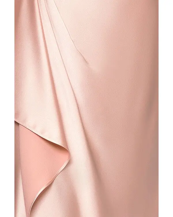 Aqua Satin Long Sleeve Maxi Gown - Rose