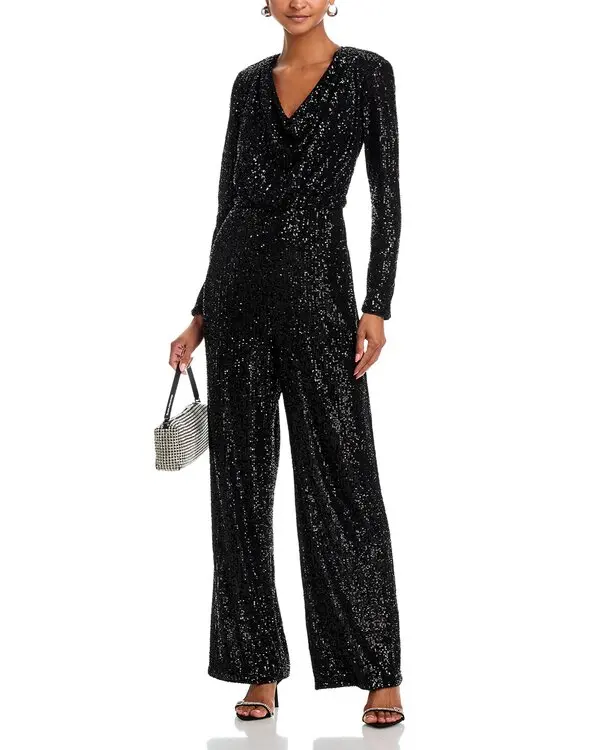 Eliza J Long Sleeve Sequin Jumpsuit