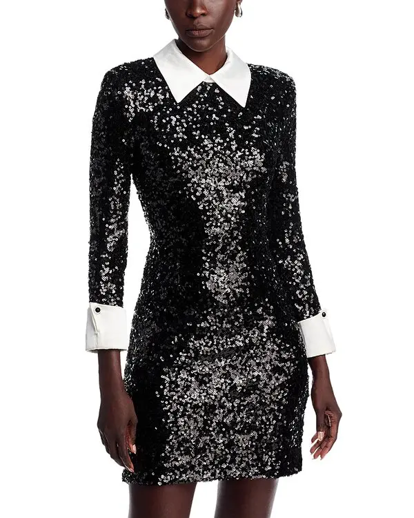 Eliza J Collared Sequin Dress